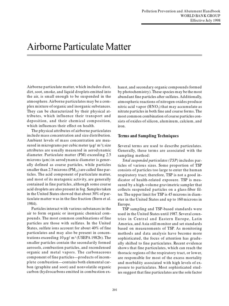Airborne Particulate Matter: Terms and Sampling Techniques | PDF ...
