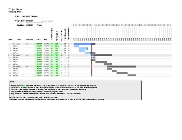 Gantt Chart Project Template | PDF