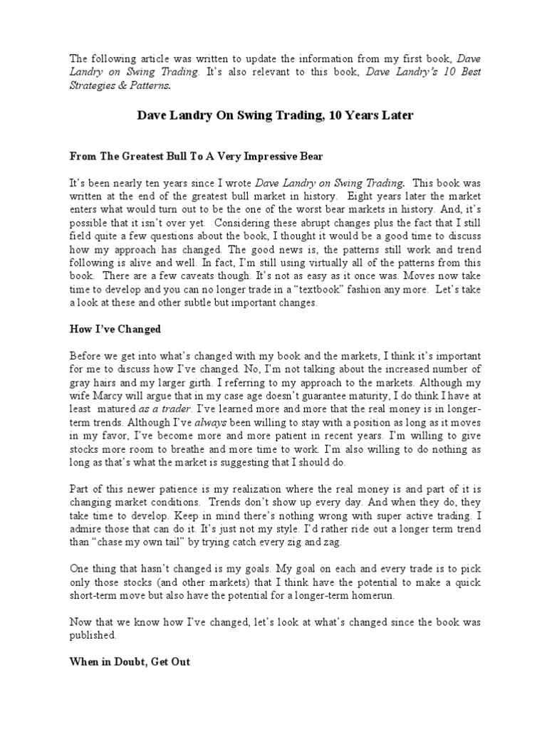 DaveLandrys10Best Swing Trading Patterns and Stratigies | PDF | Market ...