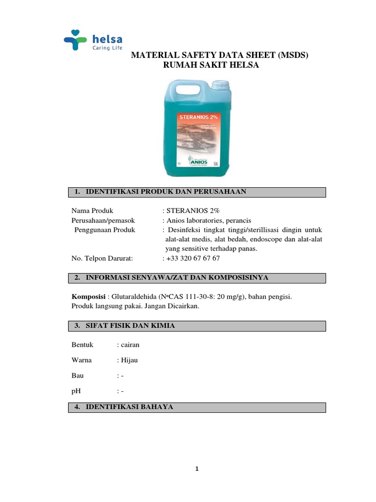 MSDS Steranios 2% | PDF