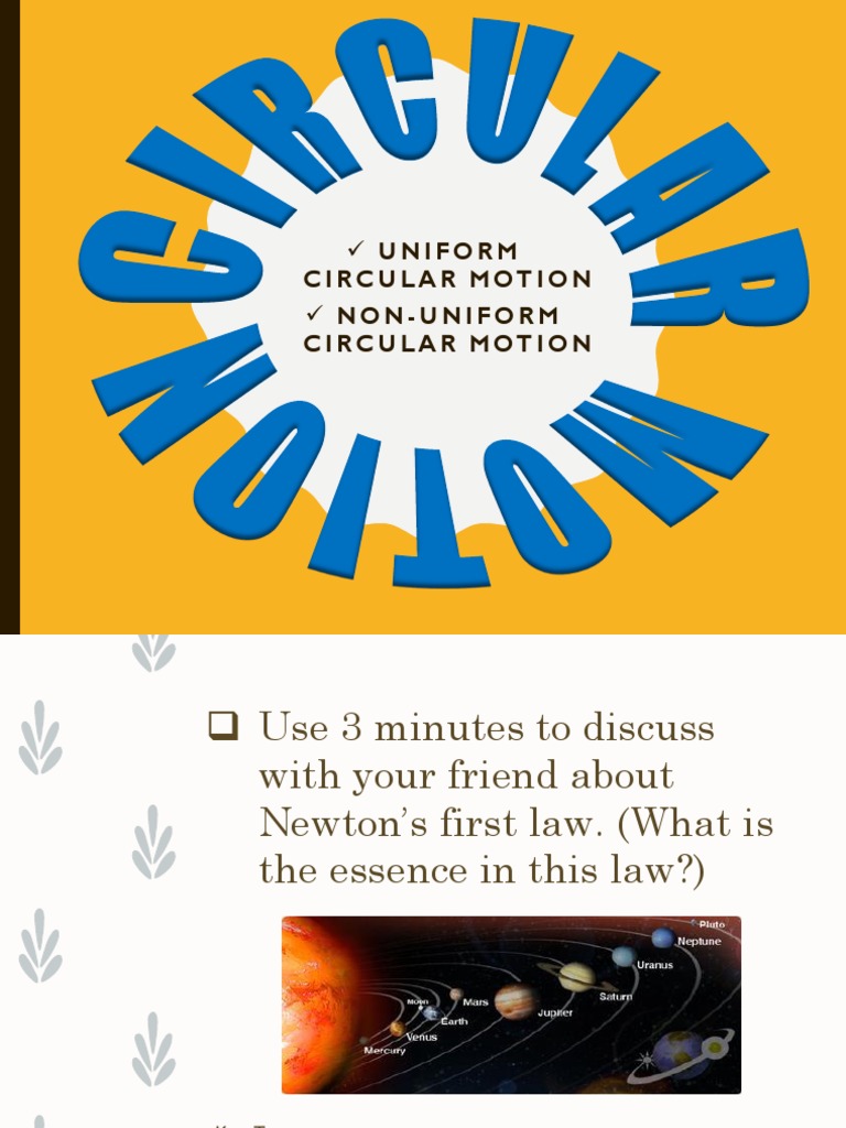 Uniform Circular Motion Non-Uniform Circular Motion | PDF ...