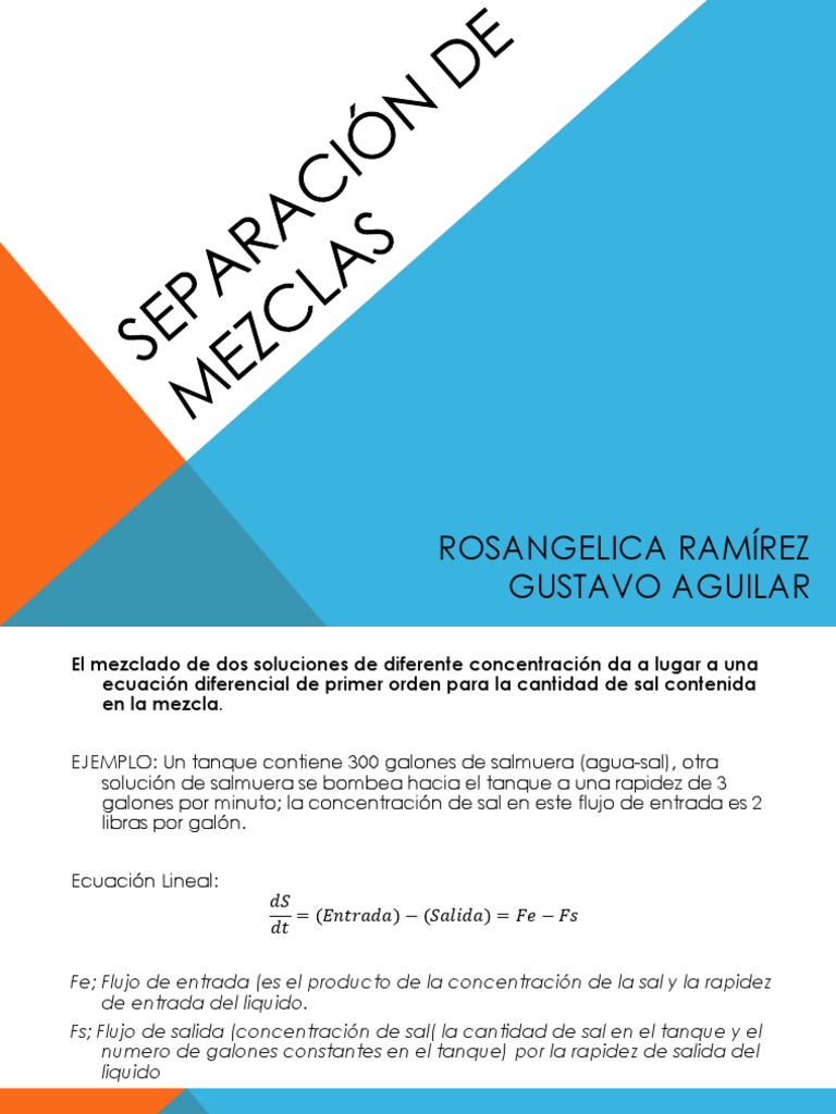 Ecuaciones Diferenciales Mezclas | PDF | Concentración | Solución