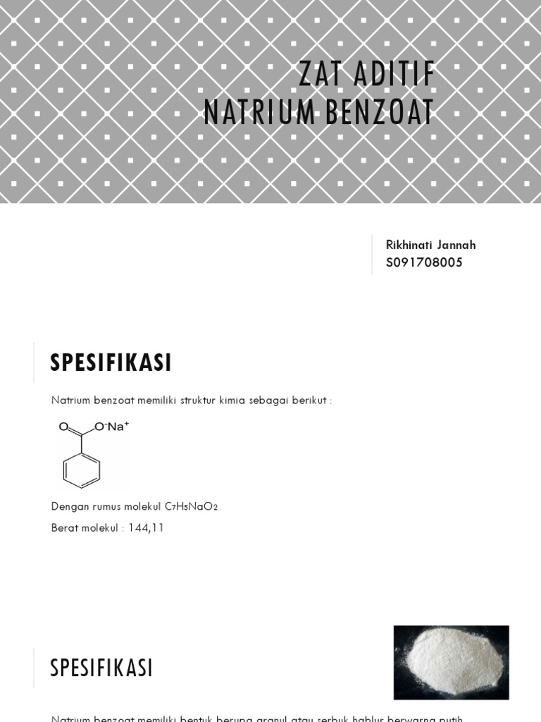 Spesifikasi dan Manfaat Natrium Benzoat | PDF | Pengembangan Diri