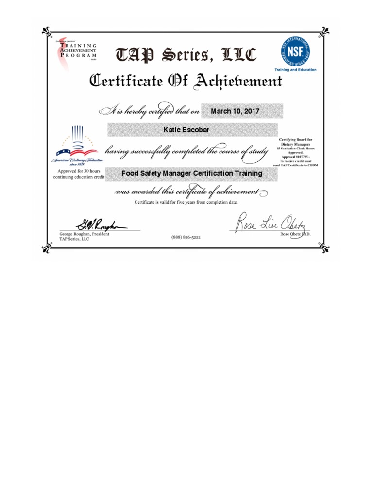 Food Handler Certification Overview | PDF