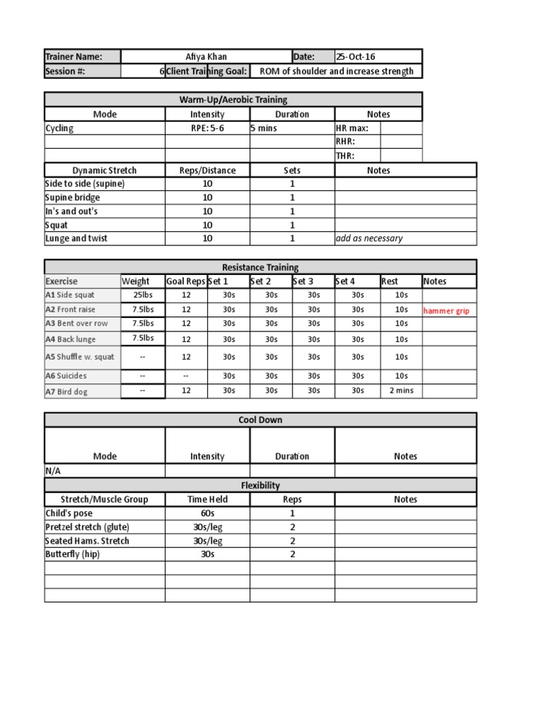 Client Templates | PDF | Strength Training | Aerobic Exercise