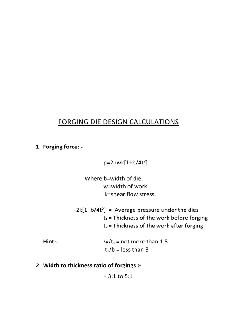 Forging Die Design Calculations | PDF