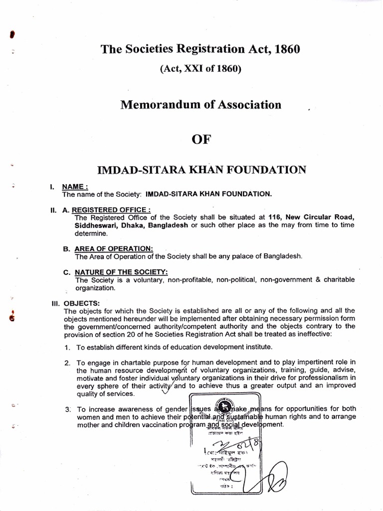 The Societies Registration Act, 1860 | PDF | Committee | Chairman