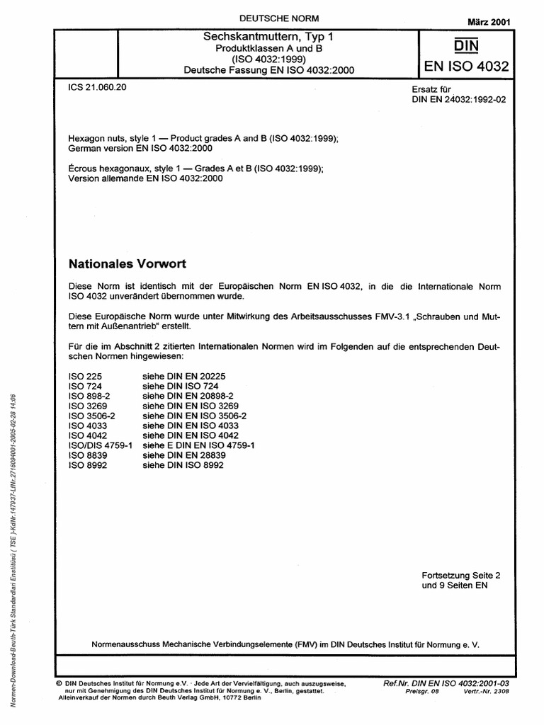 Din en Iso 4032 PDF | PDF
