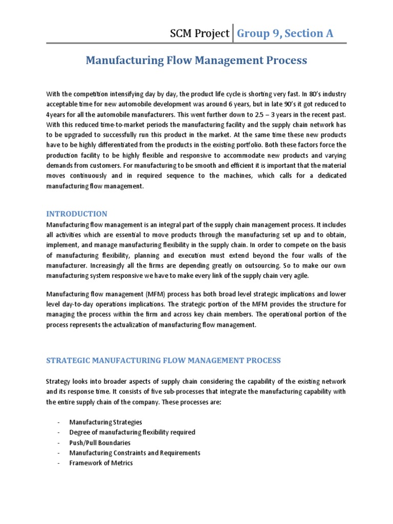 Manufacturing Flow Management Process - Final | PDF | Supply Chain Management | Supply Chain