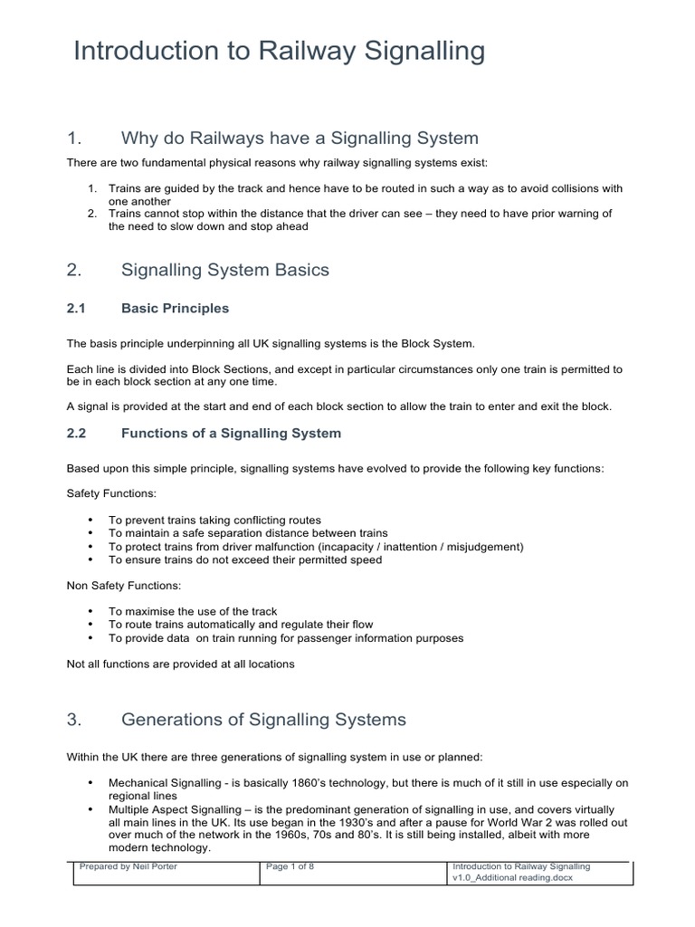Introduction To Railway Signalling v1.0 - Additional Reading | PDF ...