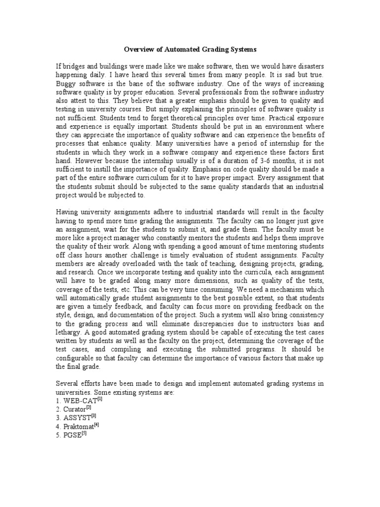 Automated Grading Systems Pdf Unit Testing Systems Engineering