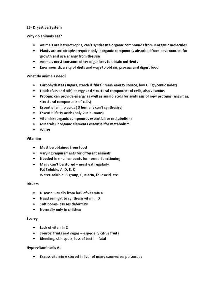 Digestive System Notes | PDF | Digestion | Small Intestine