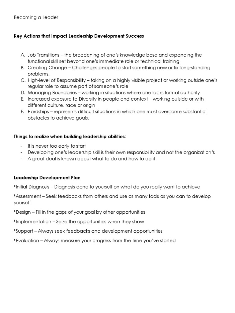 Key Actions That Impact Leadership Development Success | PDF | Career ...