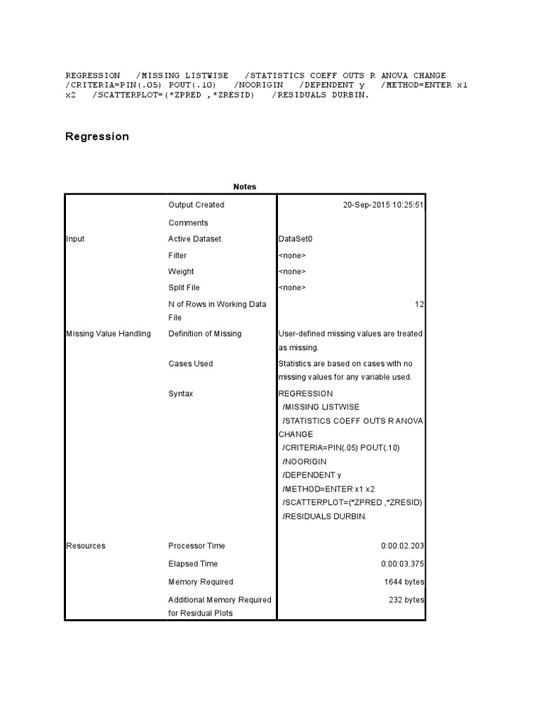 OUTPUT | PDF | Errors And Residuals | Regression Analysis