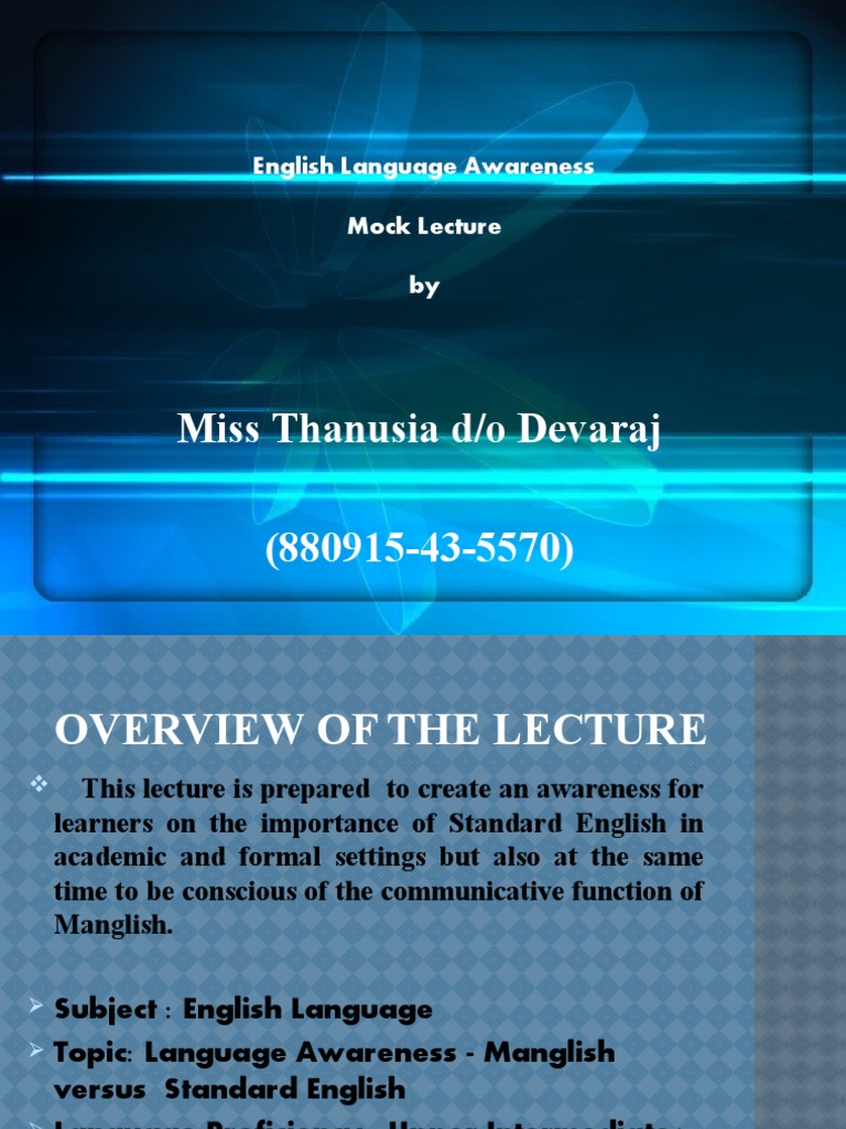 Understanding Manglish and Standard English | PDF | Languages Of Asia ...