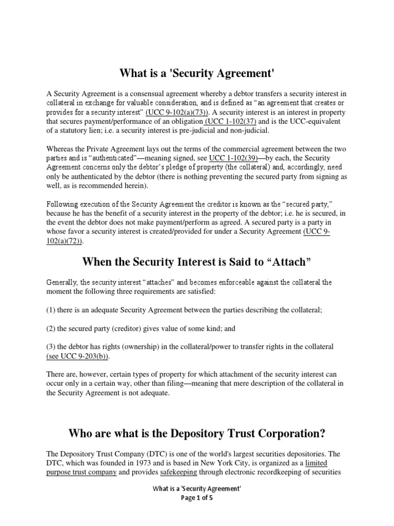 What Is A Security Agreement | PDF | Security Interest | Business Law