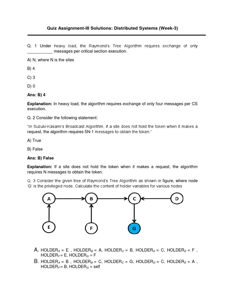 Quiz Assignment-III Solutions: Distributed Systems (Week-3) | PDF ...