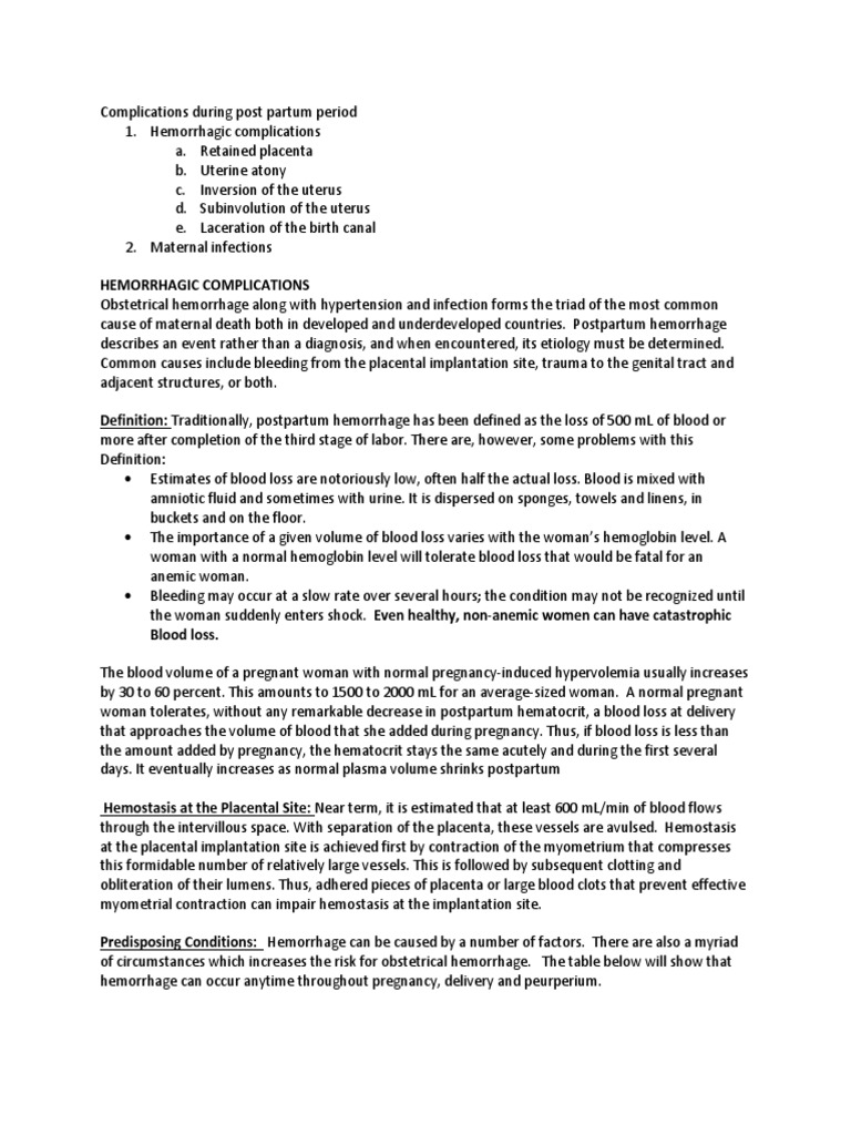 Postpartum Hemorrhage Complications Guide | PDF | Childbirth ...