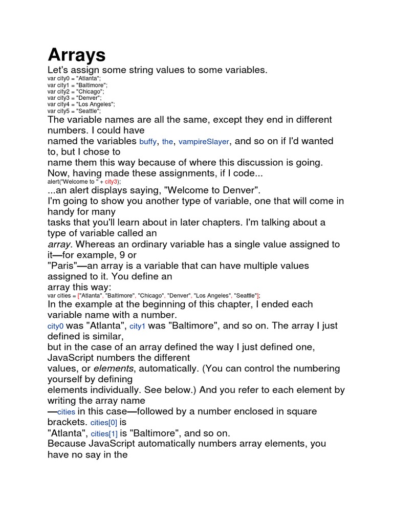 Java Script Arrays | PDF | Array Data Type | Variable (Computer Science)