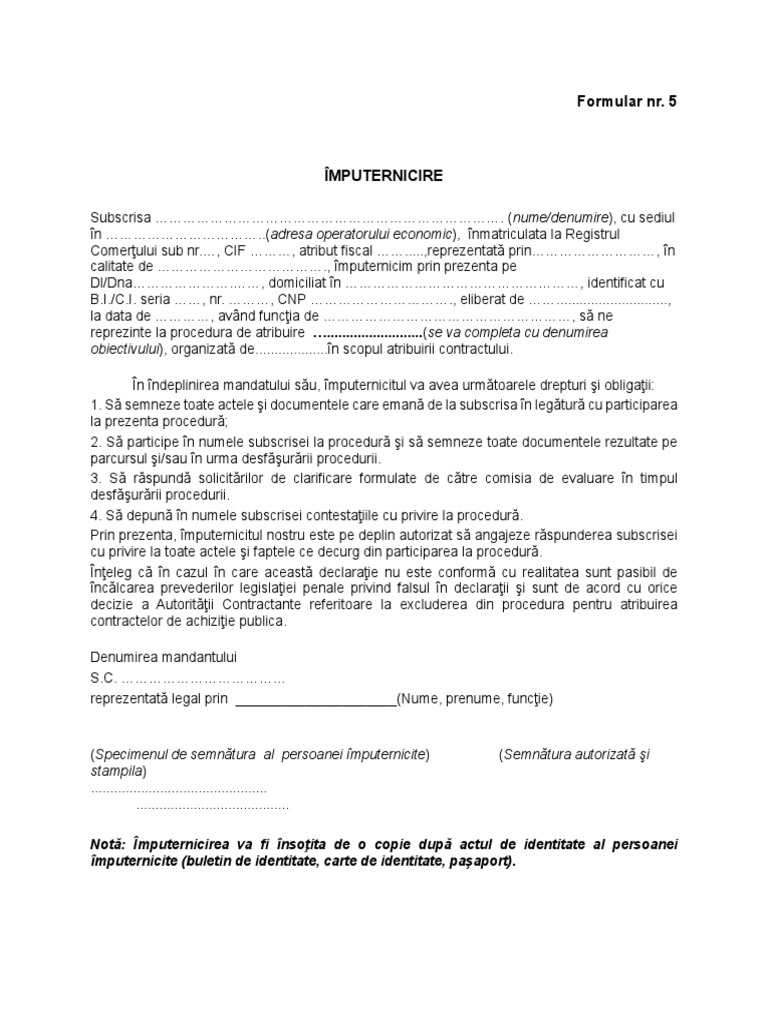 Model Imputernicire | PDF