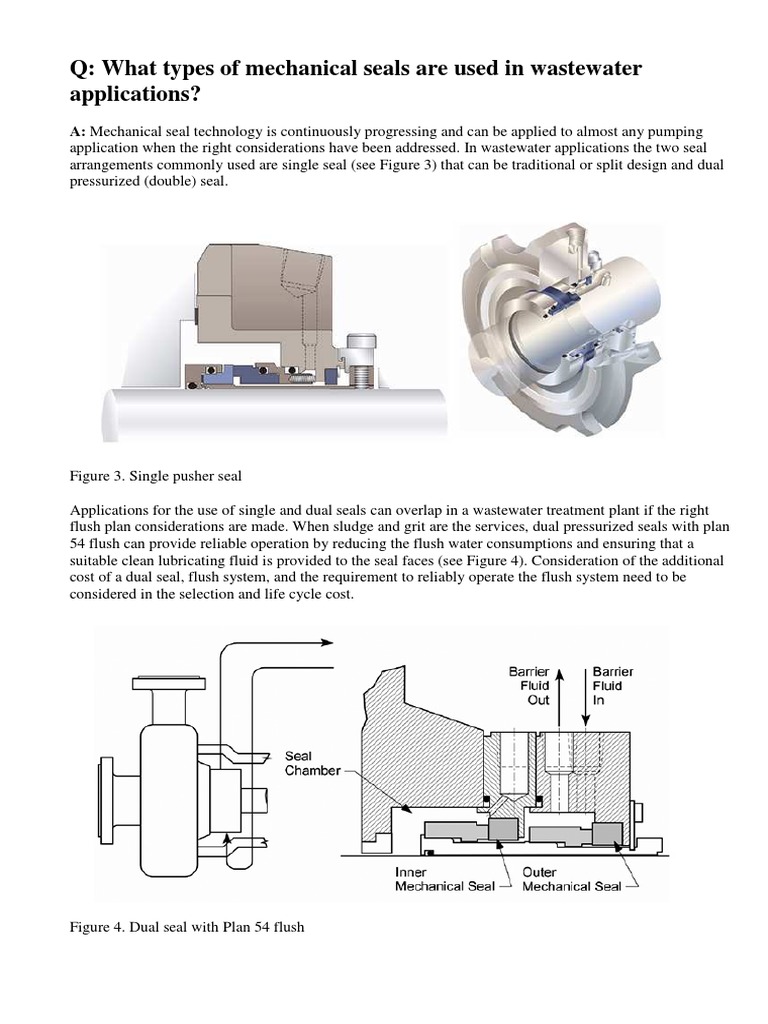 Mechanical Seal Options for Wastewater Applications: Comparing Single ...