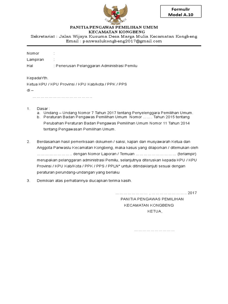 Form Model A10 Penerusan Admin | PDF