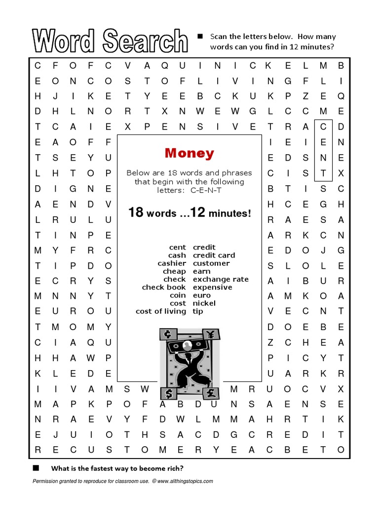 Money: Words Minutes! | PDF | Word Search | Financial Technology