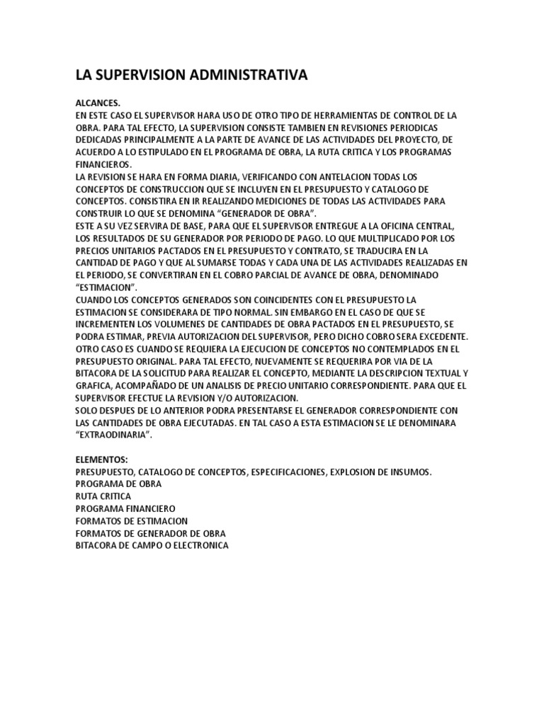 La Supervision Administrativa | PDF