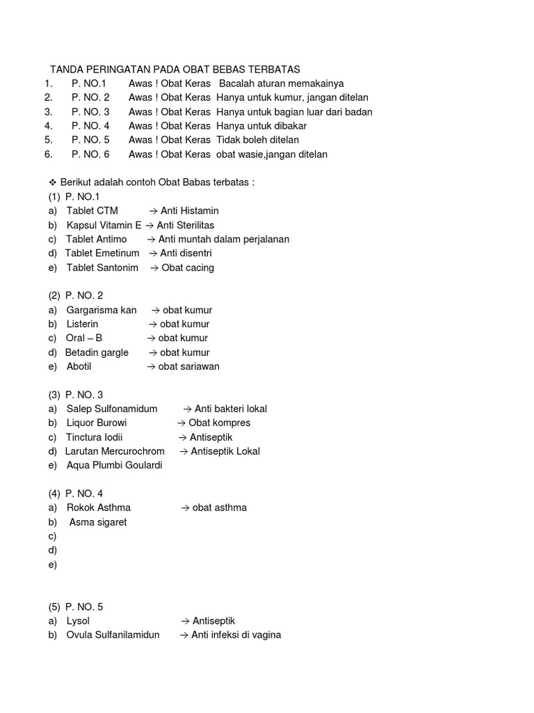 Tanda Peringatan Pada Obat Bebas Terbatas | PDF