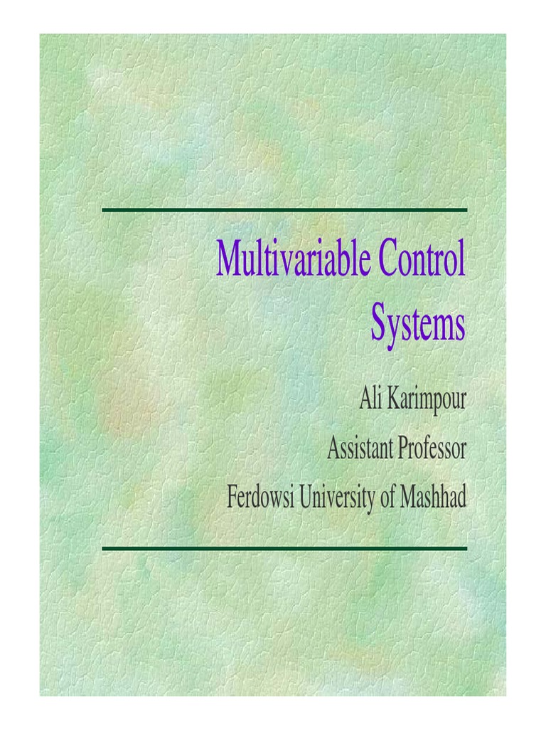 Multivariable Control | PDF | Control Theory | Scientific Modeling