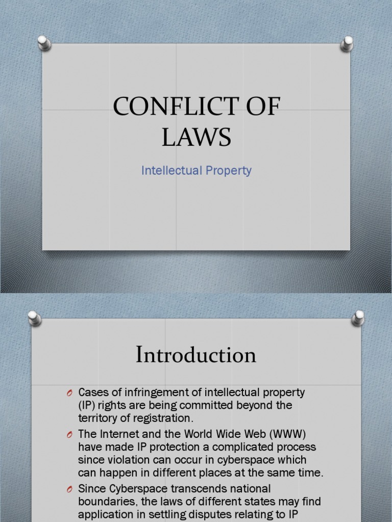 Conflict of Laws in Intellectual Property Laws Report | PDF ...