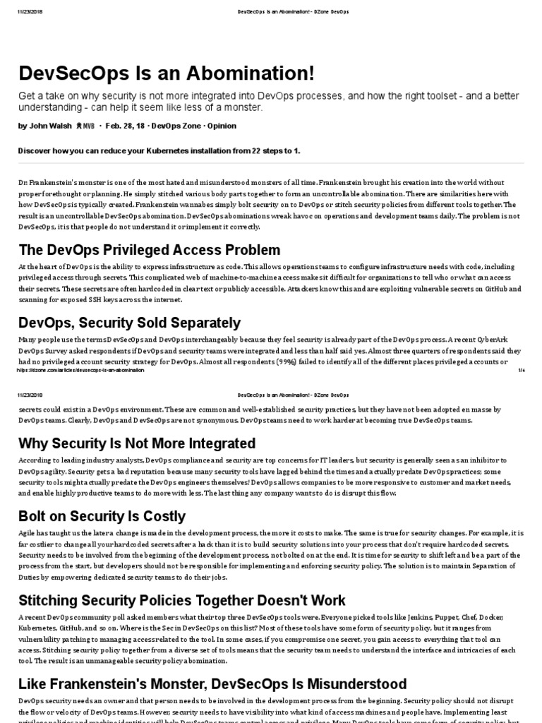 Devsecops Is An Abomination!: The Devops Privileged Access Problem ...