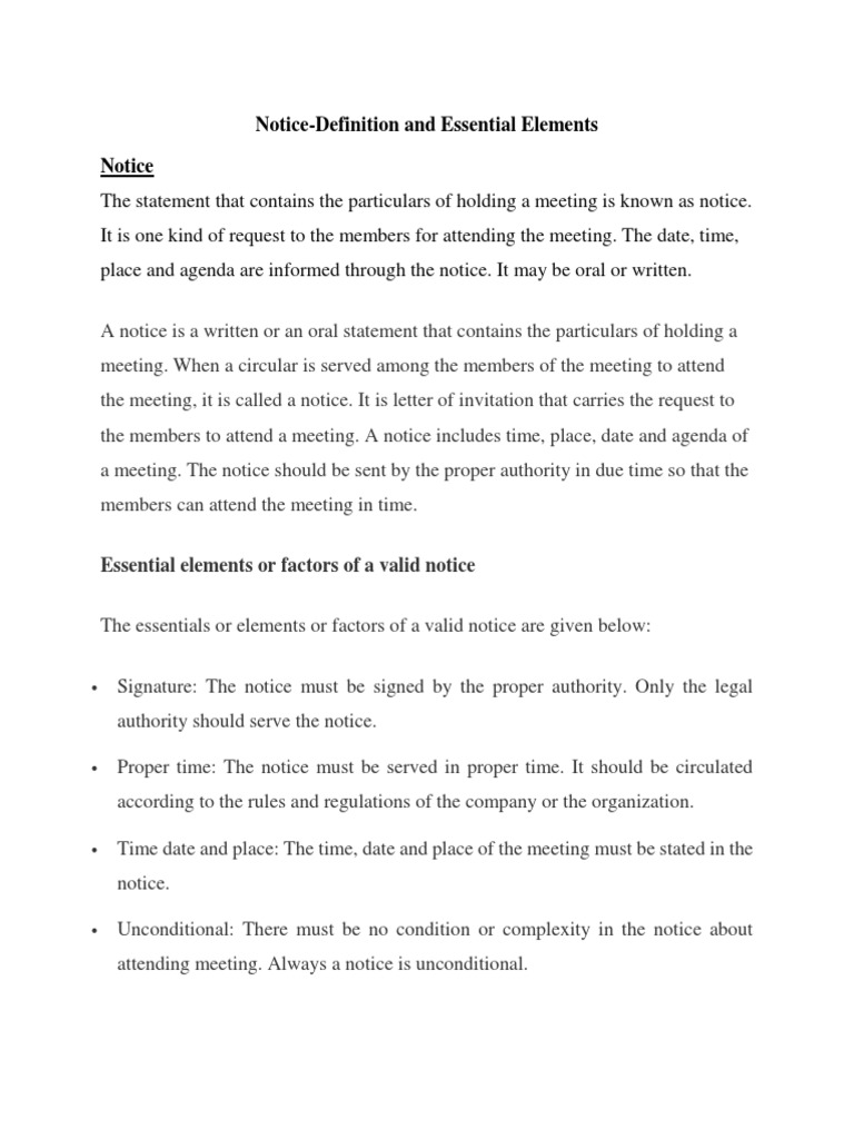 Notices-Definition and Essential Elements | PDF