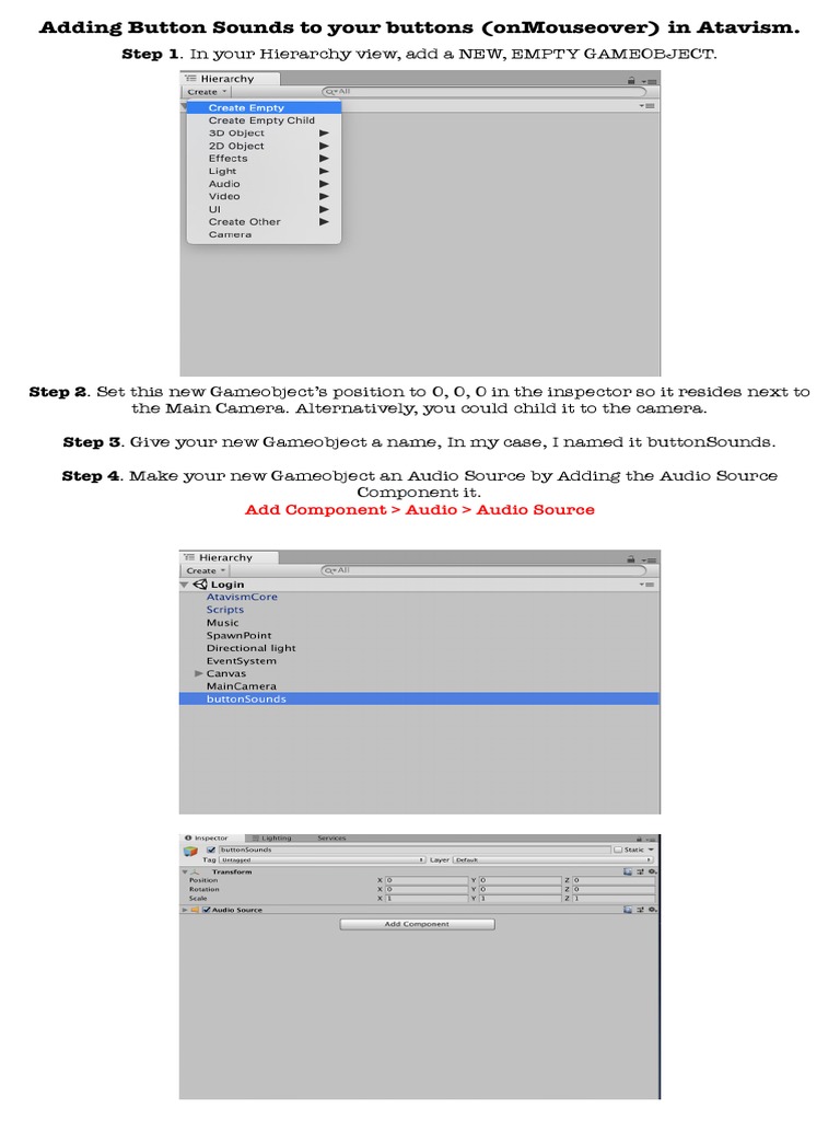 Adding Button Sounds To Your Buttons (Onmouseover) in Atavism | PDF | Computing | Software