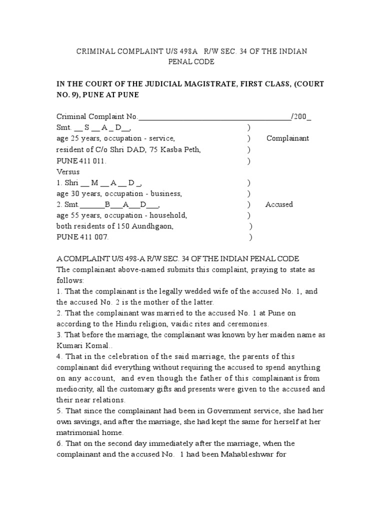 In The Court of The Judicial Magistrate, First Class, (Court No. 9 ...