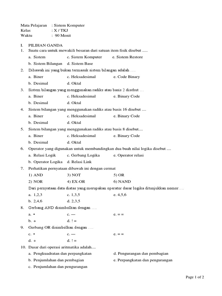 Soal UAS Siskom | PDF
