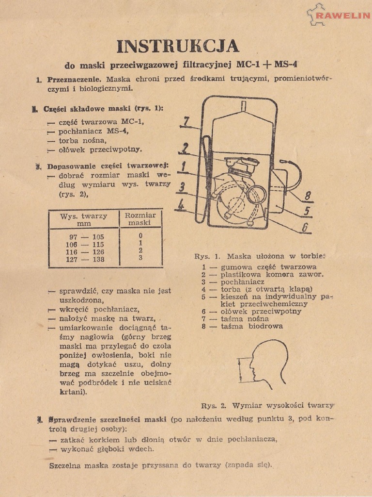 Instrukcja Maski Przeciwgazowej MC1 | PDF