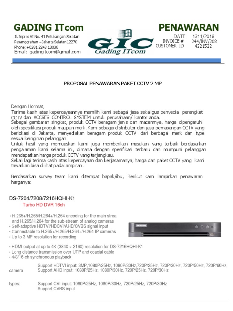 Penawaran Paket CCTV 2MP Jakarta | PDF