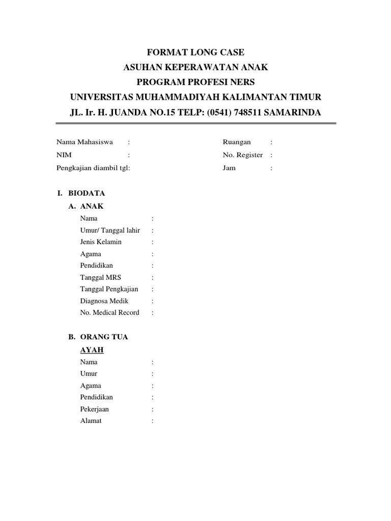 Contoh Format Laporan Kasus Ok | PDF