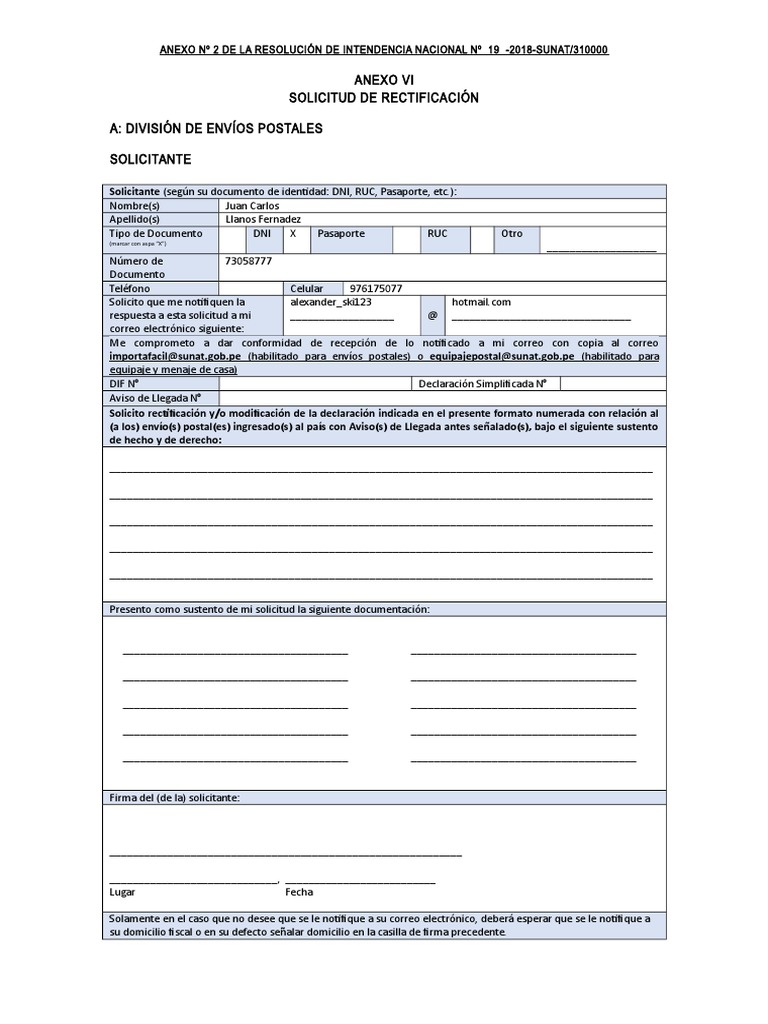 Modelo Solicitud Serpost | PDF | Gobierno y personalidad | Documentos oficiales