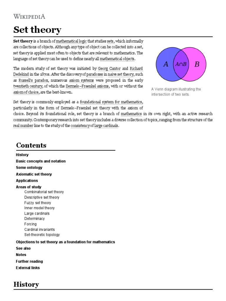 Set Theory: A Venn Diagram Illustrating The Intersection of Two Sets ...
