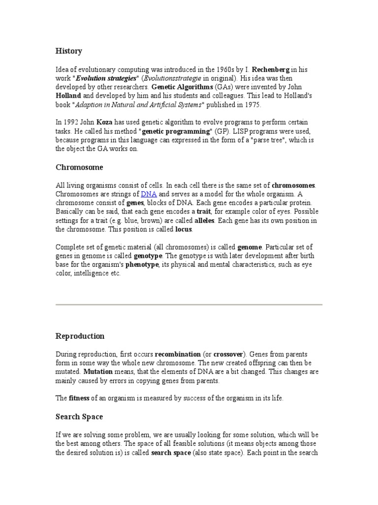 History Genetic Algorithms | PDF | Genetic Algorithm | Gene