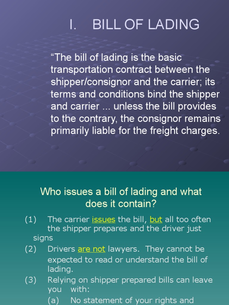 Bill of Lading | PDF | Bill Of Lading | Cargo