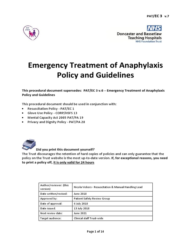 Emergency Treatment of Anaphylaxis: A Comprehensive Guide to the ...