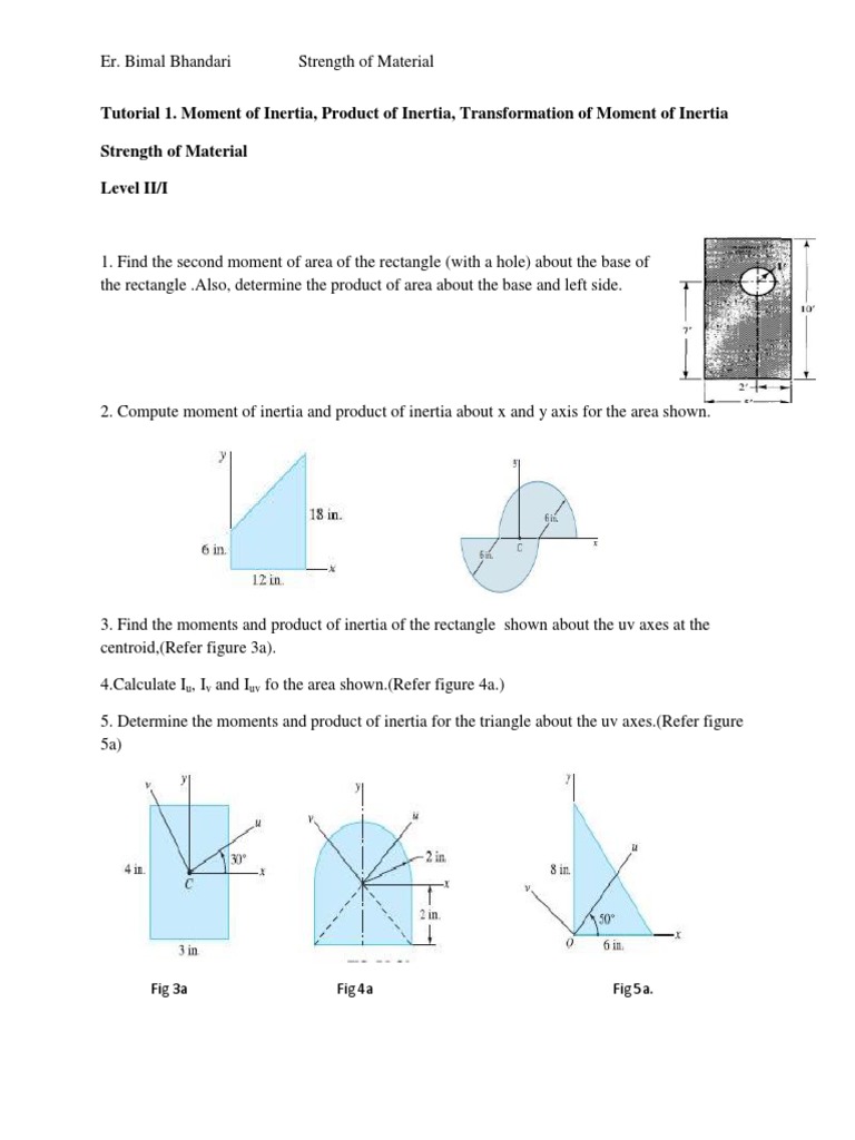 Tutorial 1. Moment of Inertia, Product of Inertia, Transformation of ...