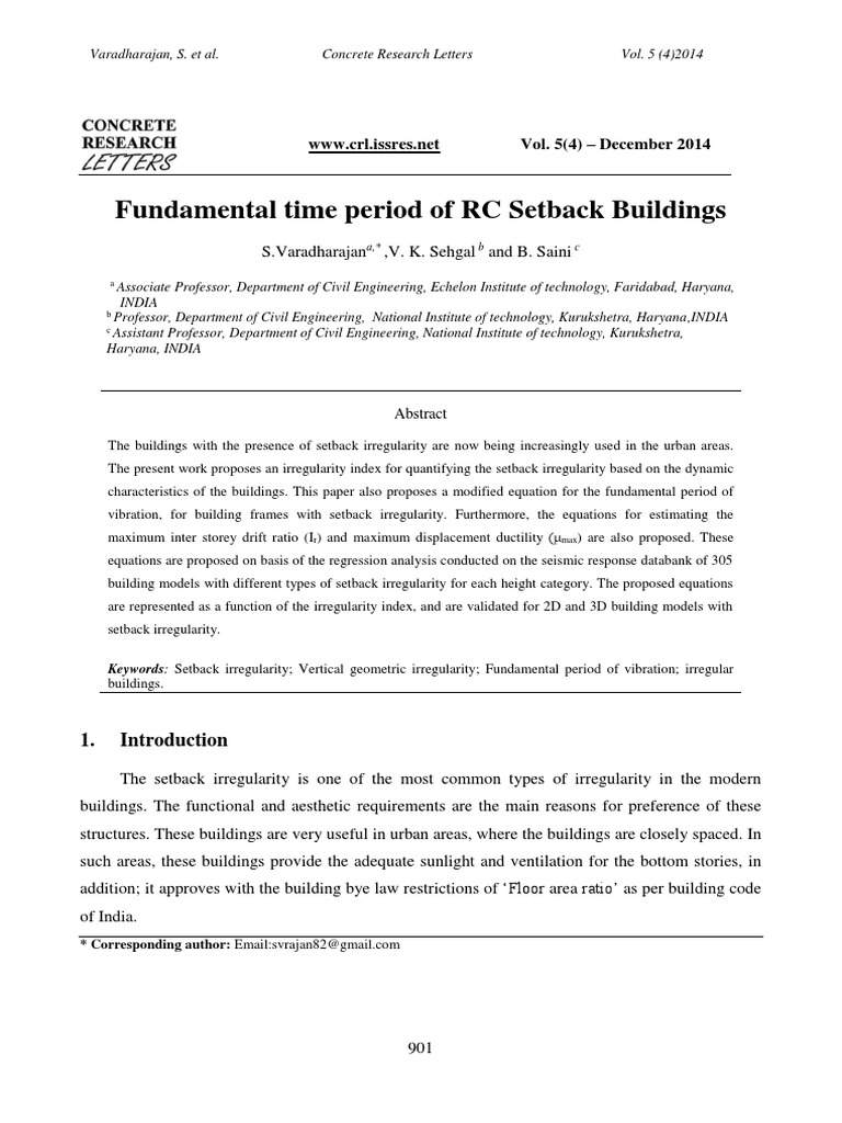 Fundamental Time Period of RC Setback Buildings | PDF | Sensitivity ...