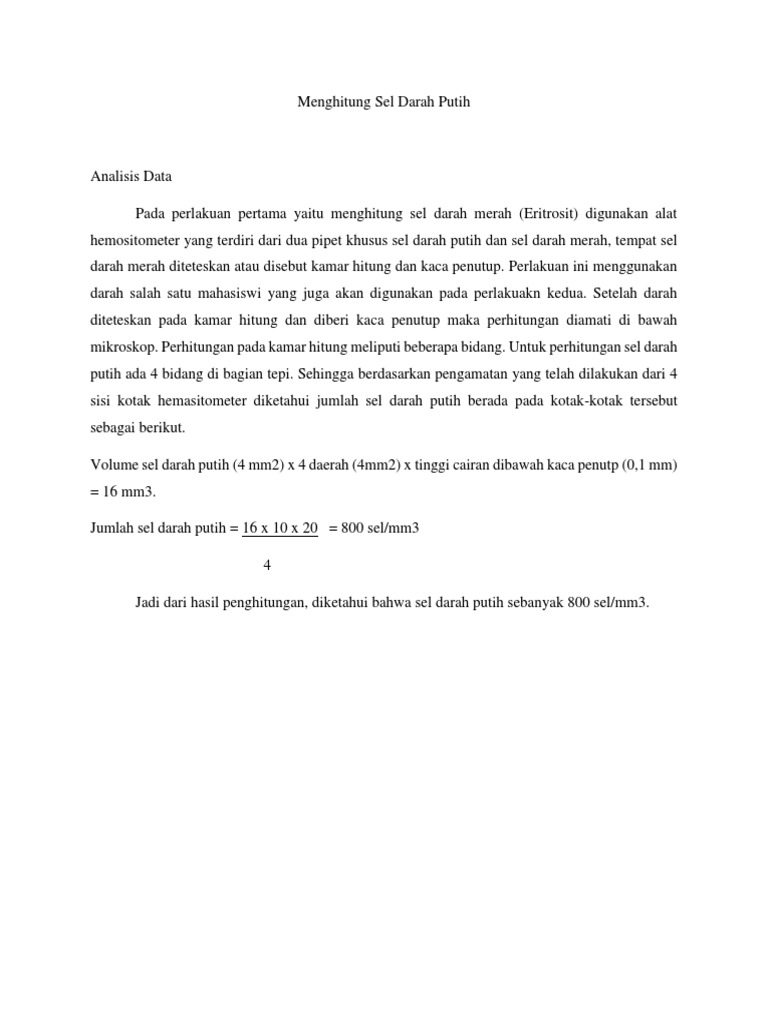 Menghitung Sel Darah Putih | PDF Menghitung Sel Darah Putih | PDF