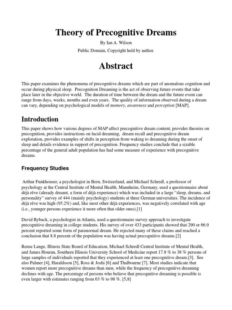 Theory of Precognitive Dreams: Frequency Studies | PDF | Dream | Sleep
