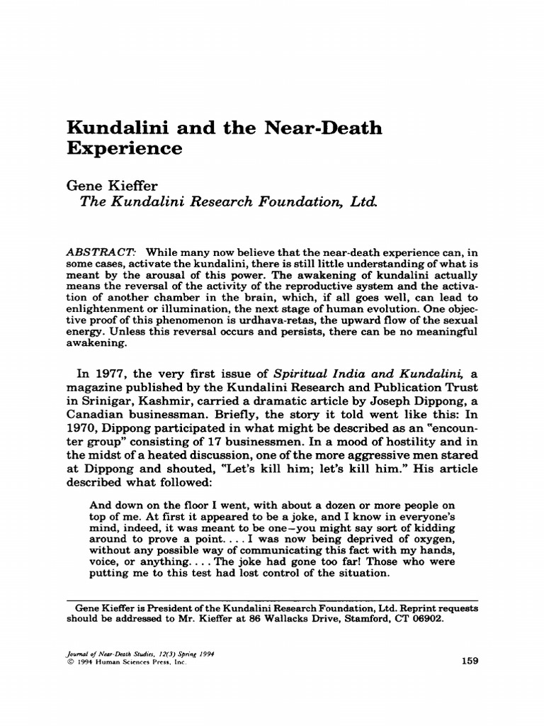 Kundalini and The Near-Death Experience: Gene Kieffer | PDF | Kundalini ...