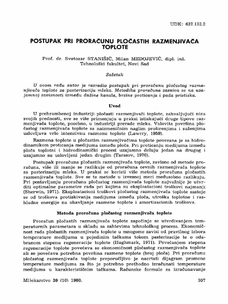 STANISIC Izmjenjivaci Topline Proracun | PDF
